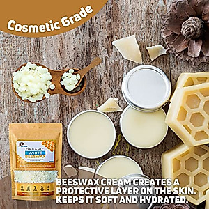 PURIME Organic Beeswax Pellets 1LB, USDA Certified Pure White for Candle and Lotion Making, Food Grade Beeswax for Candle Making, Beeswax Pastilles organic, Bees Wax melts for Lotion