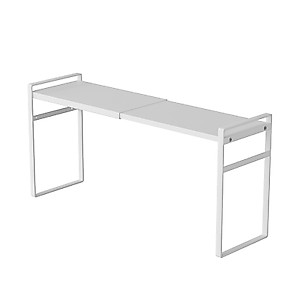 WOCHUANGSI 1pcs Medicine Cabinet Organizer Stretchable Storage Box For Bathroom Stackable Mirror Cabinets Vanity Small Narrow Shelf Slim Trays Holder (White, Normal)