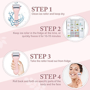 Ice Roller for Face and Eye 2 Pcs,Face Roller Skin Care for Puffiness,Migraine,Pain Relief,Eye Roller For Puffy Eyes Dark Circles,Stainless Steel Facial Roller (Pink)