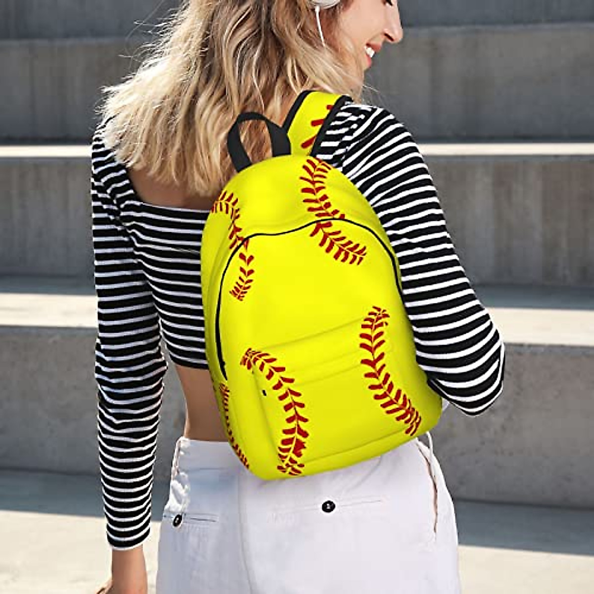 YOPIGOT Softball Canvas Backpack Softball Travel Backpack Softball Laptop Backpack For Men Women