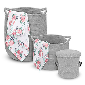 Kinton Crafts Storage Bins, Woven Baskets for Storage, Rope Basket, Blanket Storage for Living Room, Storage Organizer for Bedroom, Pack of 3 Blanket Basket