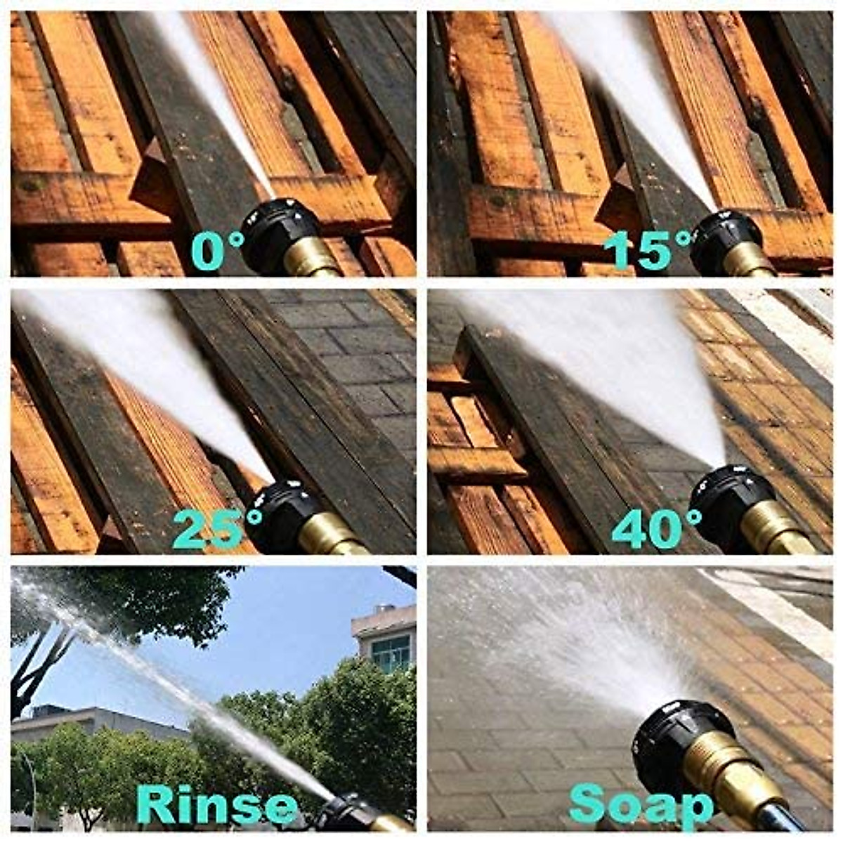 Meteor Blast Pressure Washer Spray Nozzle, 6-in-1 Quick Change over and Adjustable, 1/4in Plug Connect Tips MAX 4000PSI for Pressure Washer