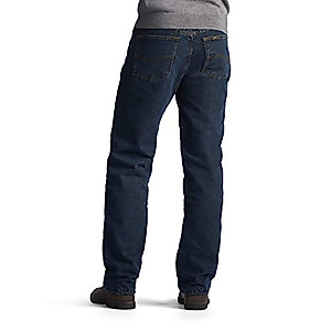 Lee Men's Flannel Relaxed-Fit Straight-Leg Jeans, Black Quartz-Fleece Lined, 32W x 32L
