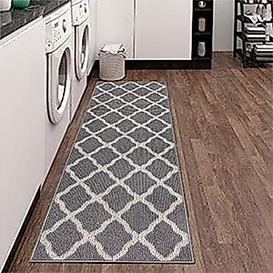 SHACOS Long Door Mats Indoor 24"x71" Washable Front Door Mat Non Slip Water Absorbent Entryway Rug Doormat Indoor Entrance Floor Mat Runner for Home Garage Kitchen Laundry, Light Gray