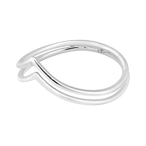AeraVida Sleek Double Chevron Curved Wave .925 Sterling Silver Band Ring (9)