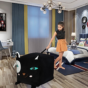 Black Cat Bean Bag Chairs for Teens, Playroom Furniture, Comfortable Seating for Kids, Large Size 22x24 Inch Velvet Extra Soft, Cover ONLY