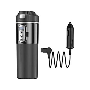Car Heating Cup Car Kettle Portable Easily Washing Electric Heat Water Cup Car Heated Mug for Heating Water Outdoor Work, Black