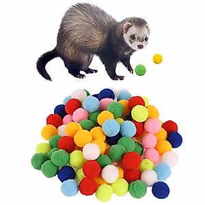 30 Pcs Ferret Pom Pom Toy Balls Set - Soft Colorful Lightweight Plush Interactive Quiet Pompom Balls Training Playing Exercise Scratch Chew Toys for Indoor Ferret Cat Kitten Assorted Colors (30 Pcs)