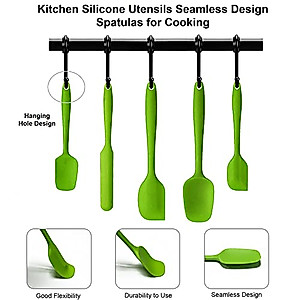 Rubber Spatulas of 5 Silicone Heat Resistant Cooking Utensils Set for Nonstick Cookware, Kitchen Baking Decorating Supplies Frosting Spatula Set for Cake Turntable,Bread Bench Scraper