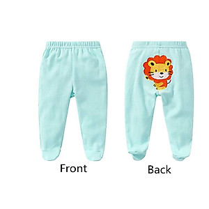 Alsmiley Baby Boy 5-Pack Newborn to Toddler Cartoon Cotton Long Footed Pants Gift Set 9-12 Monthes