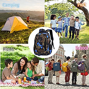 Yvechus Camo Backpack Set with Lunch Bag Lightweight Waterproof School Backpack Bookbag for Boys Girls (D-Style Camo Blue)