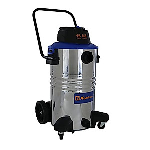 Koblenz Stainless Wet-Dry 6.5 HP Vacuum Cleaner and Blower with Rear Pull Handle, 16 Gallon Tank, Stainless Steel/Black