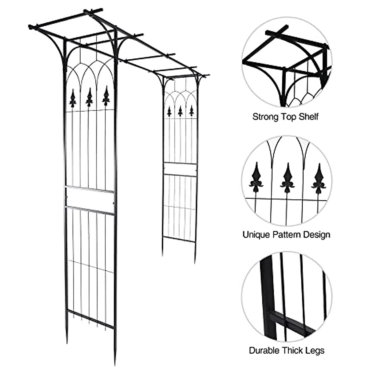 Stonehomy Metal Garden Arch for Climbing Plants, Heavy Duty Metal Garden Arbor for Outdoor Garden Wedding Ceremony, Party and Backyard, 7 Feet