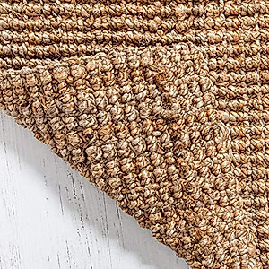 Natural Jute Boucle 6'x9' Doormat 6ft x 9ft 6x9, Hand Woven & Reversible for Living Room Kitchen Entryway Rug, Jute Burlap Braided Rag Rug, Farmhouse Rag Rug, Rustic Rug, Natural Look Rug