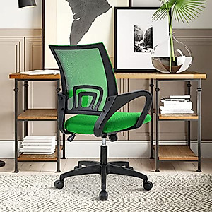 Desk Chair Home Office Chair with Lumbar Support& Armrest, Adjustable Ergonomic Mid Back Computer Chair Executive Rolling Swivel Mesh Office Desk Chairs for Adults, Green