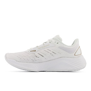 New Balance Women's FuelCell Prism V2 Running Shoe, White/Light Gold Metallic/White, 6 Wide