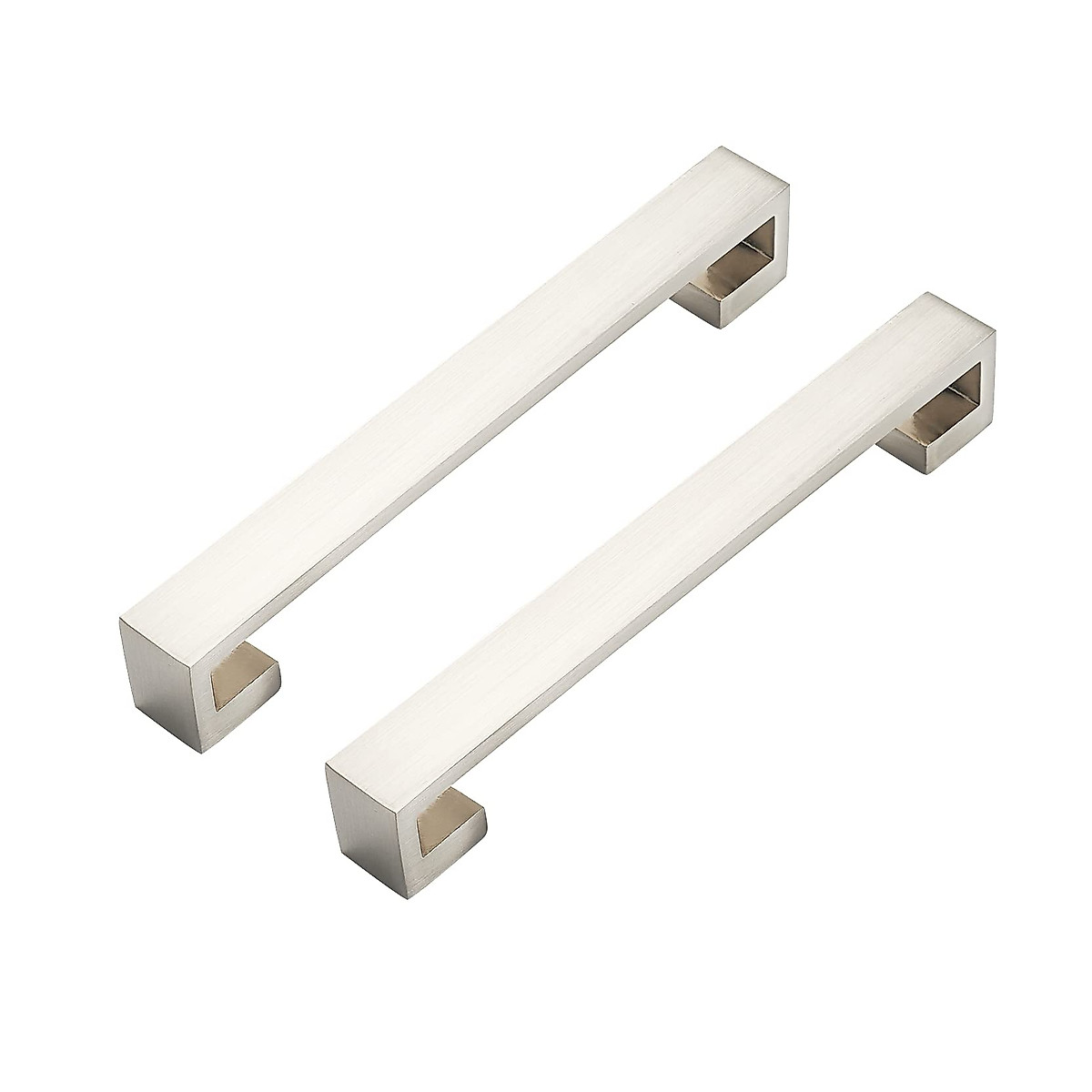 HandleMax 6" Modern Satin Nickel Kitchen Cabinet Drawer Handle Pull Hardware, 128mm (~5") Hole Center, 19SN128, 10 Pack