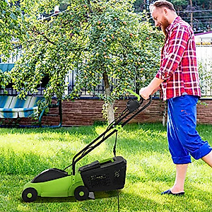 Electric Lawn Mower Corded Push Mower with 12 Amp, 13 Inch Lawnmower with 3 Adjustable Cutting Heights and Collection Box Included for Yard, Lawn and Garden Care