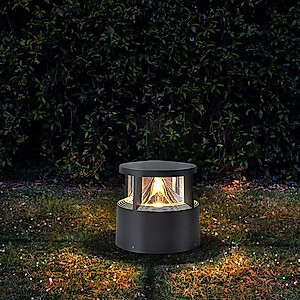 KAIKEA Black Cylindrical Post Light Fixture for Exterior House Porch LED Patio Outside Deck Garage Yard Driveway Home Lawn Walkway Pillar Light Garden Landscape Pedestal Lamp Fixture