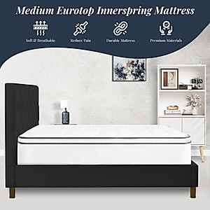 Nutan 10-inch Medium Firm with Eurotop Mattresses Provide Ultimate Comfortable and Relaxation, Complete Body Support, Maintain Correct Posture, White, Full XL