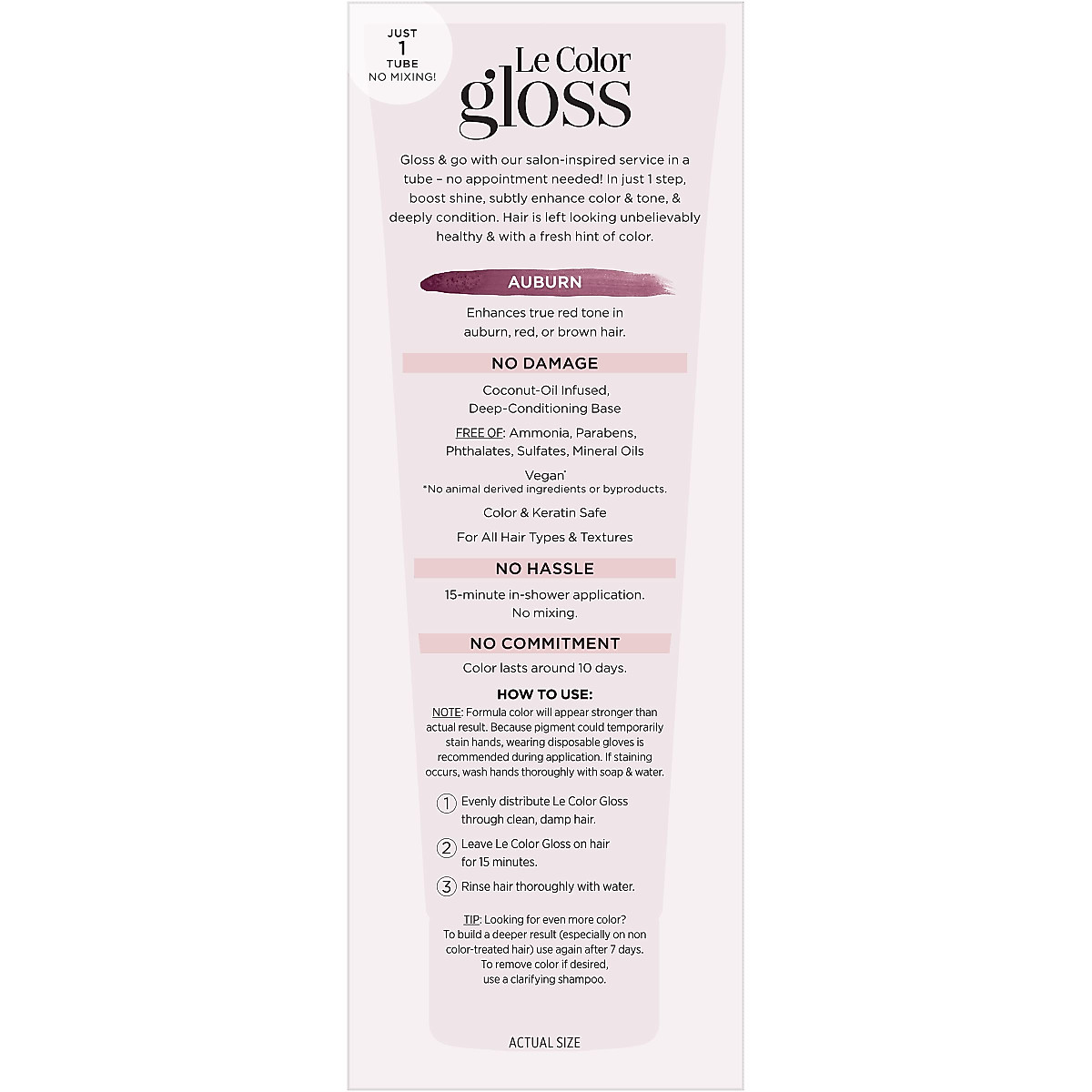 L’Oréal Paris Le Color One Step Toning Hair Gloss, Auburn, 4 Ounce