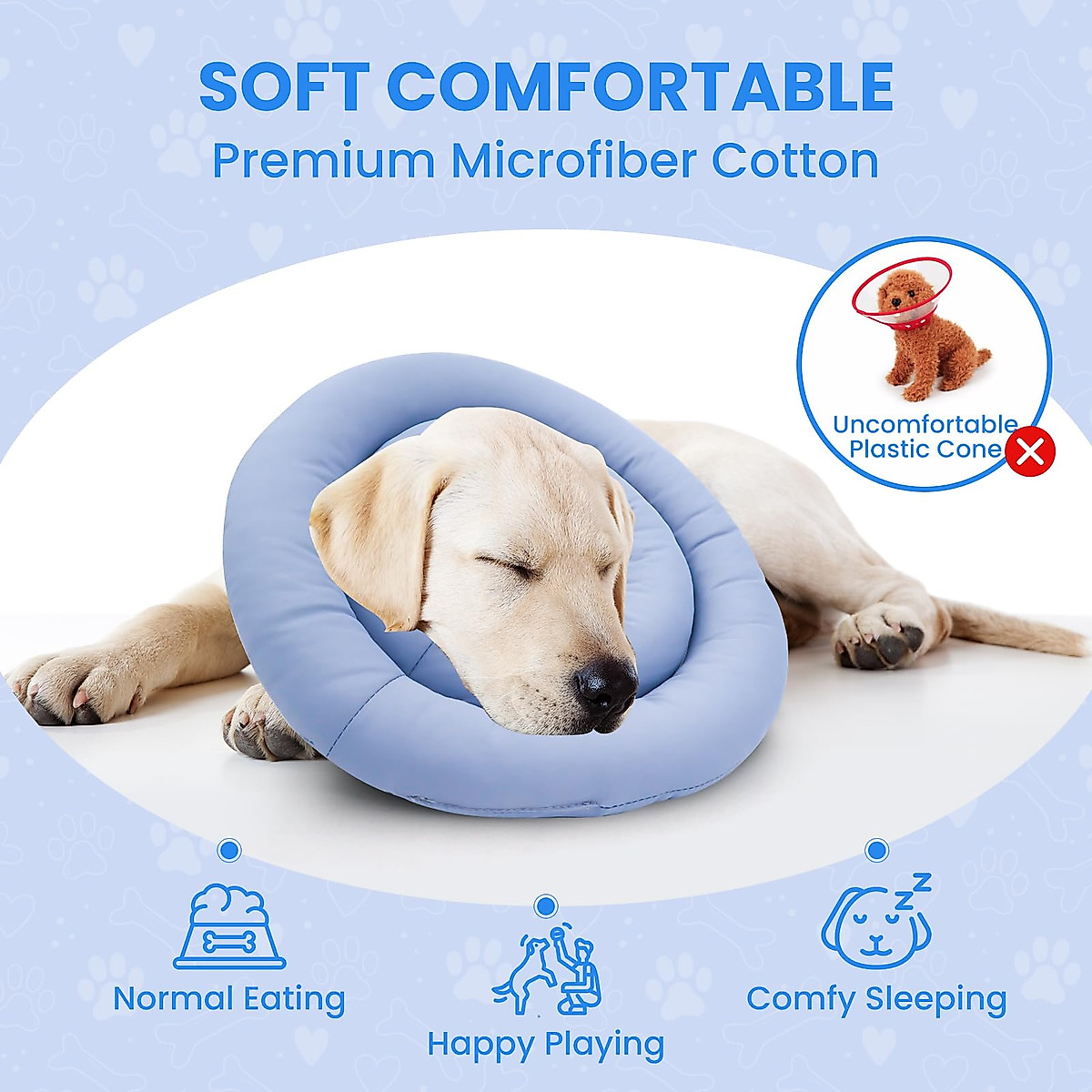 DURAGS Dog Cone for Medium Dogs, Comfortable Adjustable Soft Dog Cone Replacement After Surgery，Suitable for Small and Medium Sized Dogs (Blue, L)