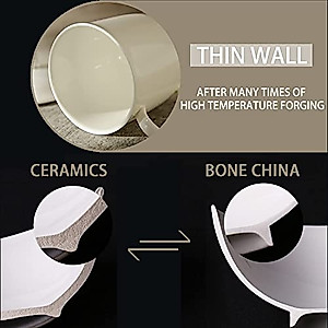 Upscale Coffee Mugs Set of 4, Fine Bone China Coffee Cups 12 OZ, Over 45% Bone Content Coffee Mugs for Women and Men, Lightweight White Ceramic Coffee Mug Gift Sets (Moonlight)