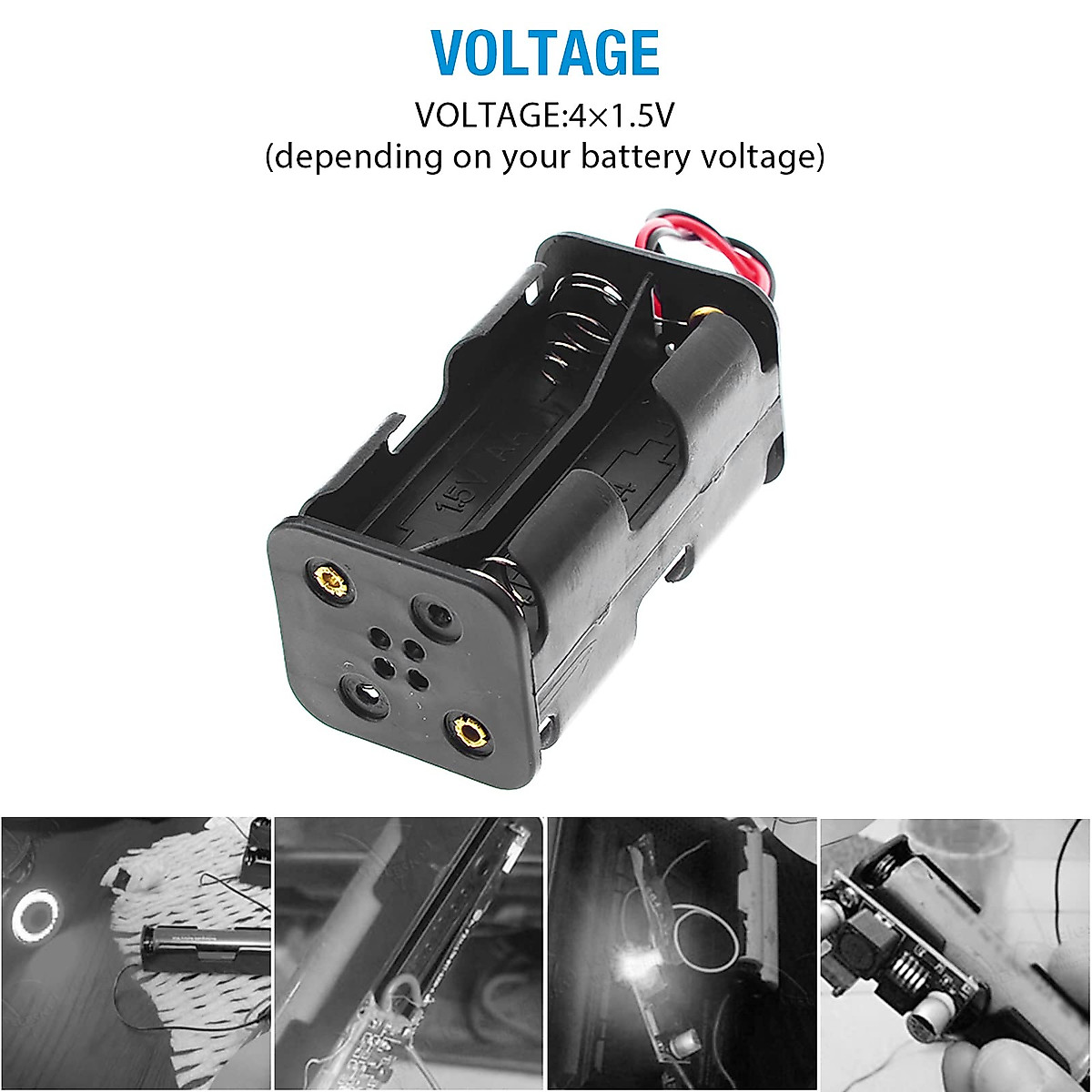 QTEATAK 4 x 1.5V AA Batteries Battery Holder Wire Leads
