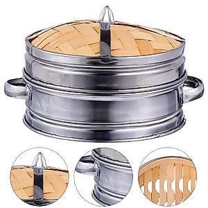Bamboo Steamer Basket for Chinese Asian Cuisine?5.7INCH Steaming Basket Bun Vegetable Steamer, Dumpling Steamer Bamboo Steam Basket For Steaming Dim Sum Dumplings Buns Vegetables Fish Rice