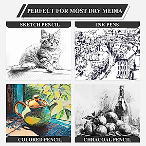Yagol Sketchbook 9x12 Inch 100 Sheets 68LB/100GSM, Sketch Pad with Spiral-Bound Art Paper for Drawing and Painting for Pencils, Charcoal, Dry Media
