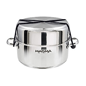 Magma Products, A10-363-2-IND, Gourmet Nesting 7-Piece Stainless Steel Induction Cookware Set with Ceramica Non-Stick, Silver