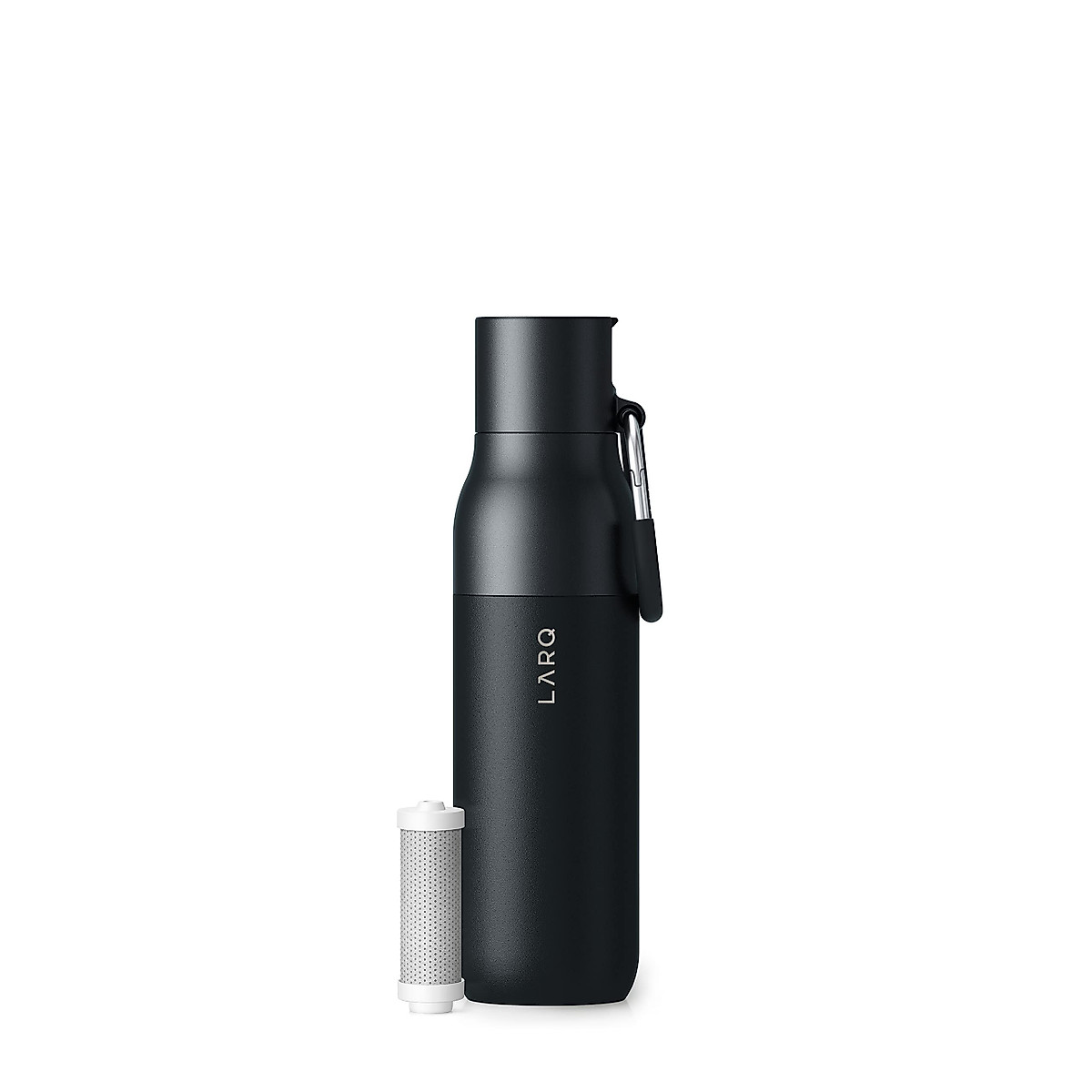 LARQ Bottle Filtered - Insulated Stainless Steel Water Bottle BPA Free with Nano Zero Technology and Long-Lasting Filters, Obsidian Black, 17oz