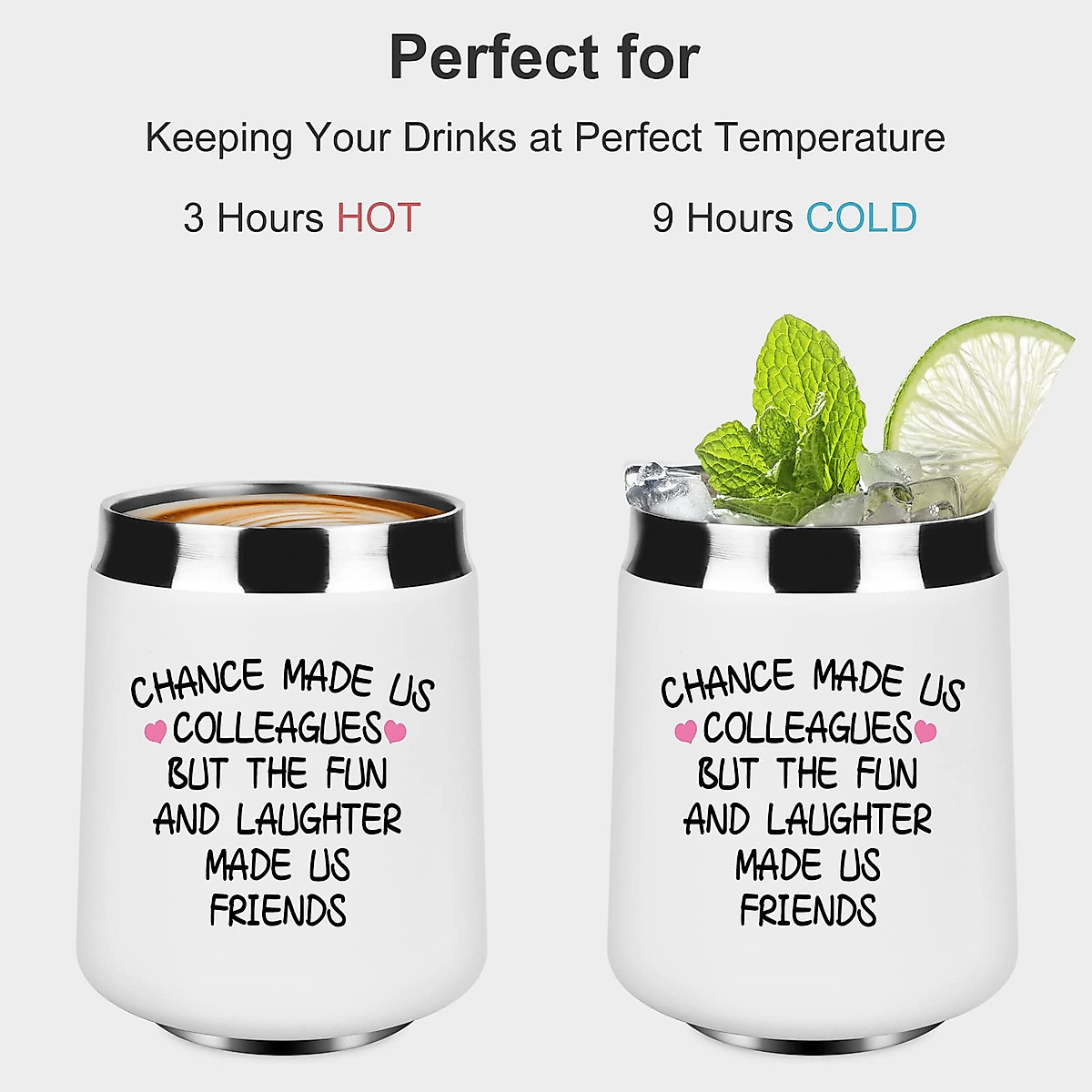 NBOOCUP Coworker Gifts for Women, Chance Made Us Colleagues - Funny Leaving Farewell or Going Away Thank You Birthday Christmas Gifts for Coworkers Colleague Boss Women, 12 oz Stemless Wine Tumbler