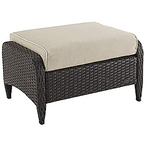 Crosley Furniture KO70067BR-SA Kiawah Outdoor Wicker Ottoman, Sand