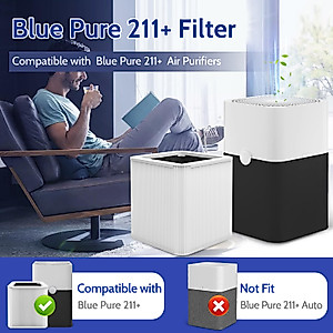 XBGG 2 Pack Blue Pure 211 Filter Compatible with Blue Pure 211 Replacement Filter, H13 True HEPA for Blue Air Filter Replacement 211 with Activated Carbon Filter
