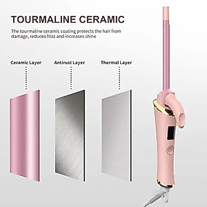 ADTZYLD Curling Iron Curling Wand, Mini Hair Curler for Short Long Hair Crimper 9mm Ceramic Barrel Tight Curls LCD Temperature Display (0.35 Inches)