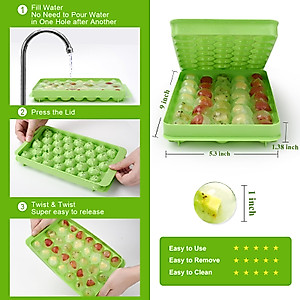 Round Ice Cube Trays for Freezer,1"x33 PCS Round Ice Cube Mold,Small Circle Ice Cube Tray with Lid,Ice Ball Maker Mold Making Sphere Ice Cube Chilling Drinks,Coffee(Round Ice Cube Trays for Freezer)