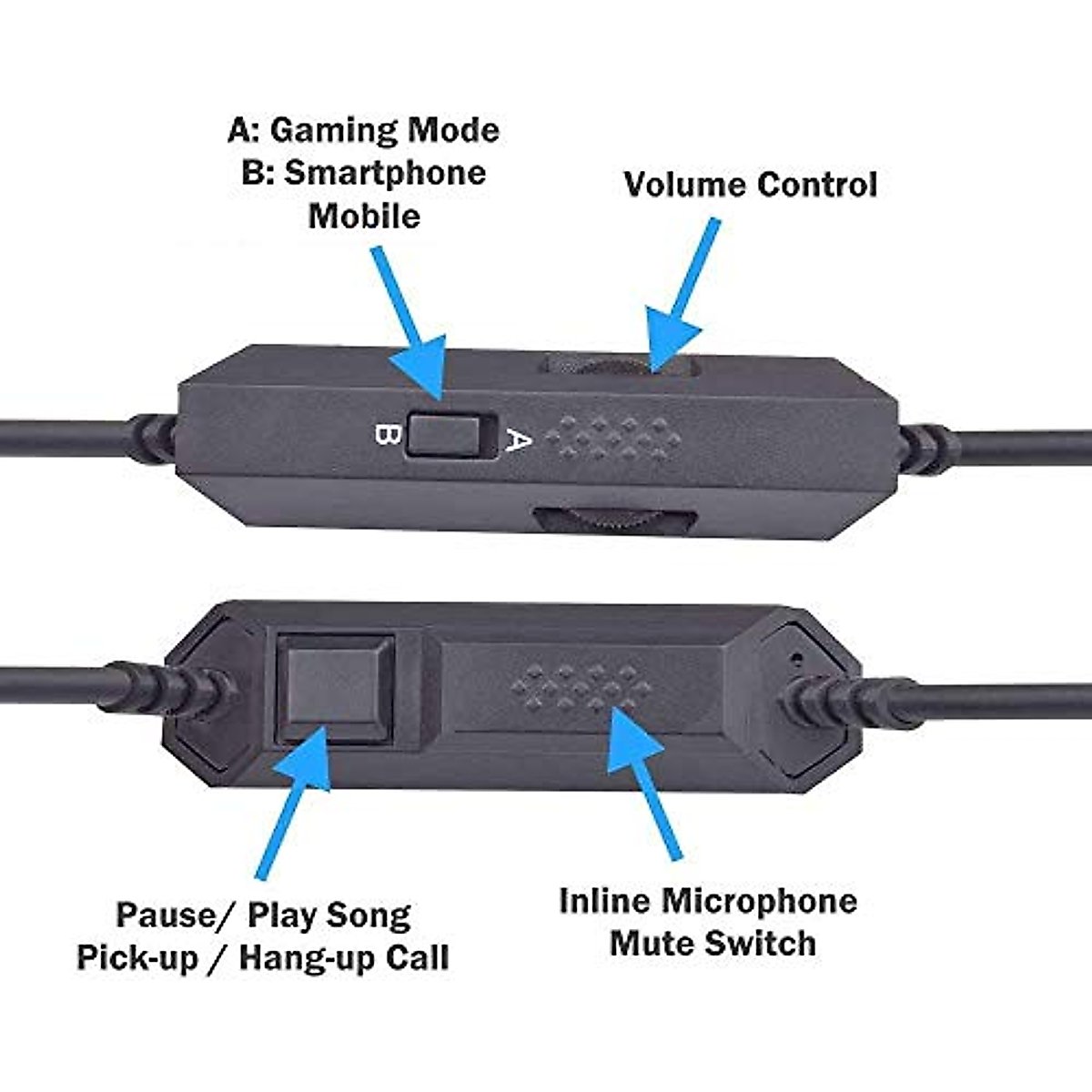 Long 6FT / 2.0M Inline Mic Mute Volume Control Console Cable Cord Wire for AstroA10 A10 A40 A40TR Gaming Headsets (See Product Pictures for Inline Controls Info)
