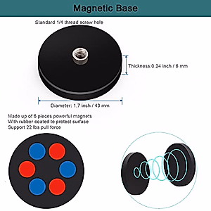 Mippko Magnetic Phone Holder Attracts Flat Metal Surface for Truck/Boat/Car/Gym/Forklift/Pole/Shelves, Compatible with 3.5~7.5" iPhone/Samsung Galaxy/Nexus/HTC, 360°Adjustable Arm