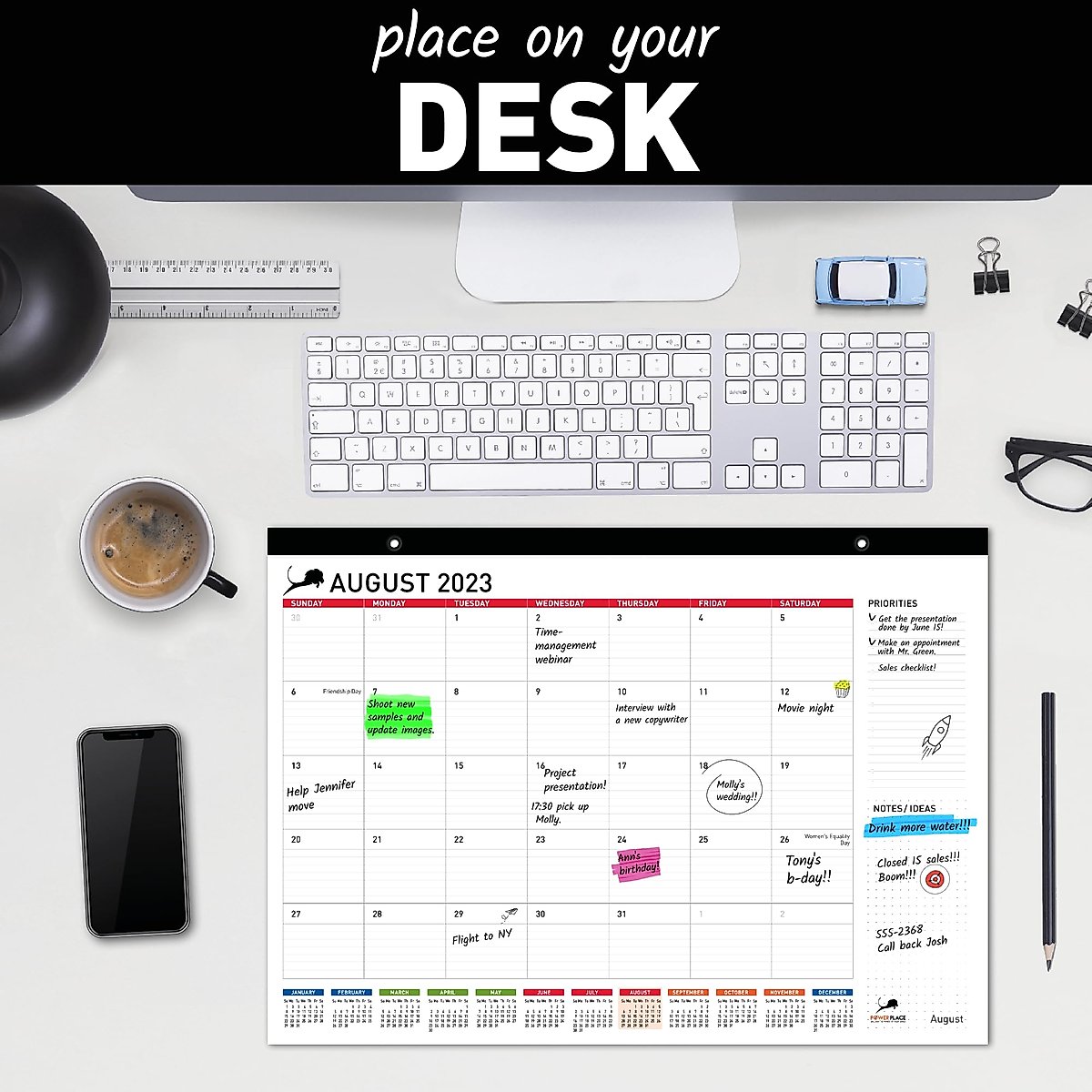 Desk Calendar 2023-2024 – Large Desktop Calendar Pad for Office or Home – Big Monthly Calendar 17" x 12" for Work with To-Do List & Notes | Calendar for Teachers, Student, Classroom (Runs 18 Months August 2023 - December 2024)