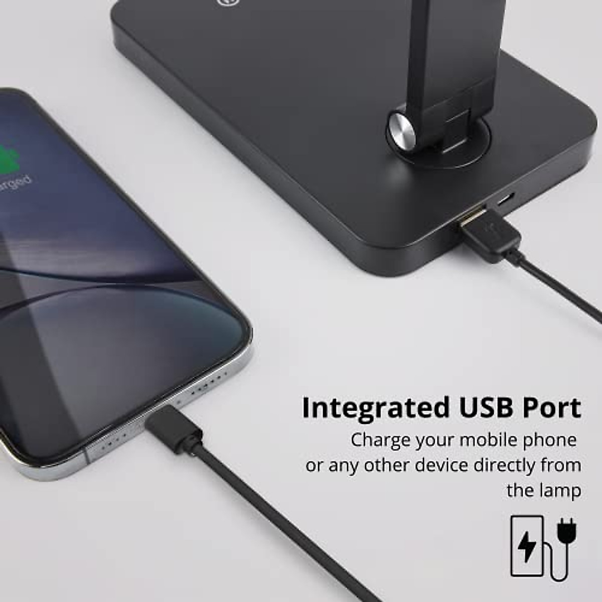 NUOVA GERMANY LED Desk Lamp Eye Protection, Foldable Touch Control Lamp for Kids Room, Office, with USB Charging Port, Dimmable, 5 Lighting White Modes 2800K-6500K (Black)