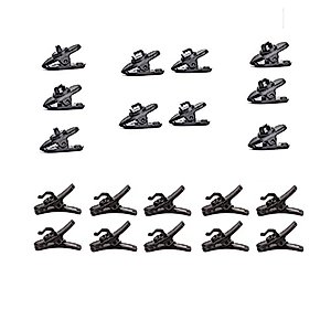 Cable fix Black Single Mount Tie-Clips Lapel Lavalier Microphone Headworn Clips for holding lapel mic WL93 and SM93 microphones， fit for wire/wireless earbuds- Set of 20