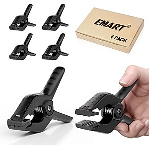EMART 6 Pack Heavy Duty Muslin Spring Clamps, 4.5 inch Photo Booth Backdrop Clips for Photography Studio - Black