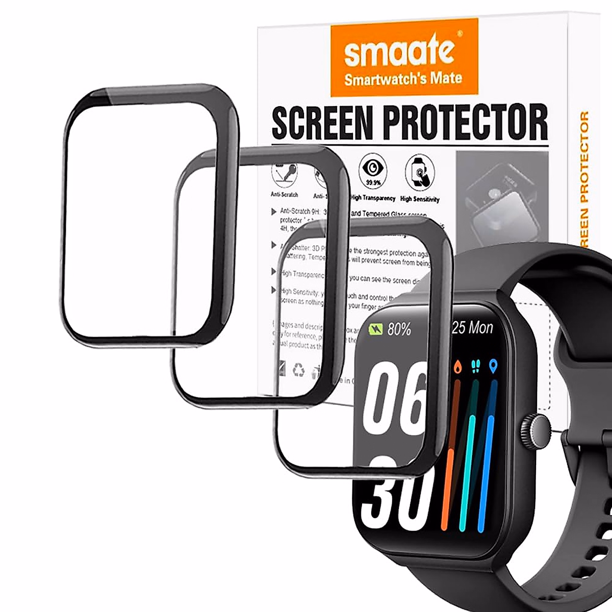 smaate 3D Screen Protector Compatible with TOOBUR IDW16 1.95” and Quican W16B Veryfit Smart Watch (Answer/Make Calls)