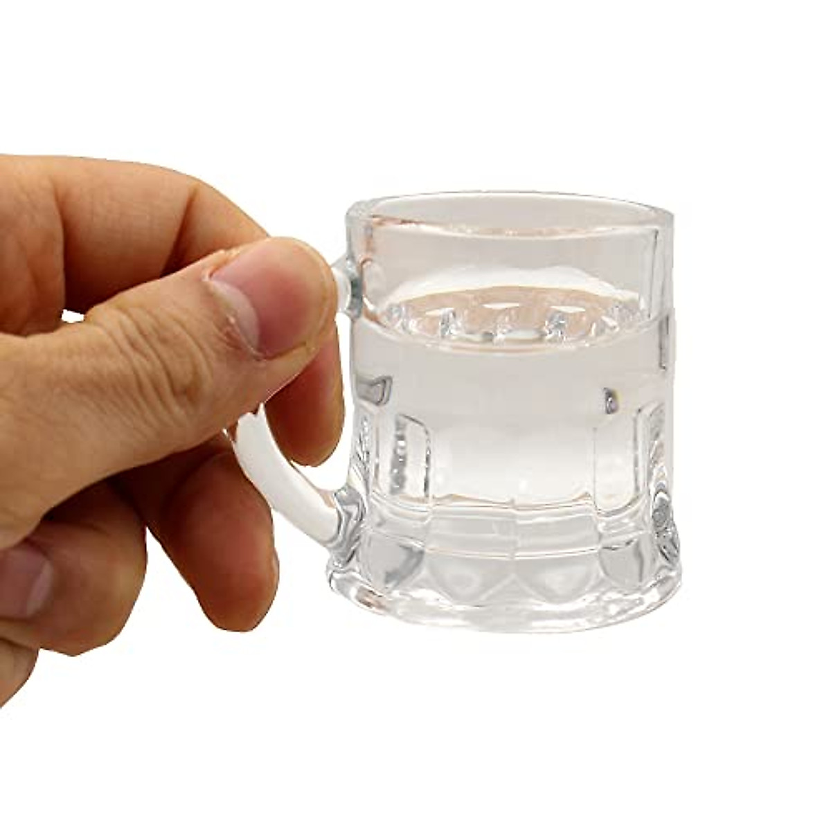 KAZARIKO Korean Shot Glass with Handle Set of 6 or 12, Mini Heavy Base Clear Beer Mugs, Soju Glasses 50 ml/1.8 oz Whiskey, Tequila, Liquor (6Pack)