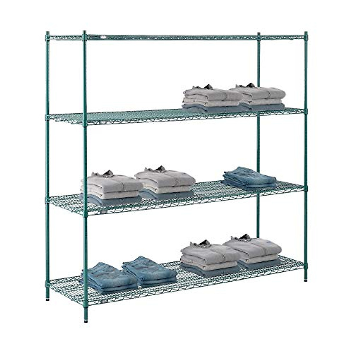 Nexel Poly-Green Adjustable Wire Shelving Unit, 4 Tier, Heavy Duty Commerical Storage Organizer Wire Rack, 24" x 72" x 74", Green