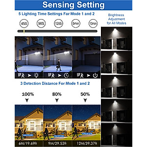 CLY 42W LED Security Lights Motion Sensor Light, 3600LM 5000K, IP66 Waterproof Outdoor Flood Lights, Adjustable Brightness 3 Head Floodlight Remote Control 4 Modes for Garage Yard Eave -White