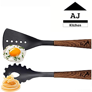 AJ Kitchen Utensils, Utensils Set, Cooking Utensils Set, Kitchen Utensils Set, 7-Pieces Nylon Utensil Sets with Rotating Stand, Non-Stick Cooking Utensils Set, Italian Design.
