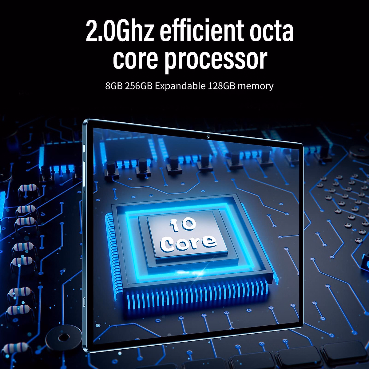 10.1 Inch 4G LTE Tablet,FHD Octa Core 8GB RAM 256GB ROM 7000mAh Dual Camera Office Tablet,with Case BT Keyboard,100‑240V (US Plug)