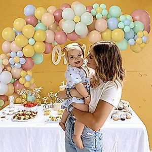 158Pcs Daisy Balloon Garland Kit Pastel Pink Yellow Orange Blue Flower Balloon Arch for Baby Shower, Retro Hippie, One Two Groovy Birthday Party Decorations